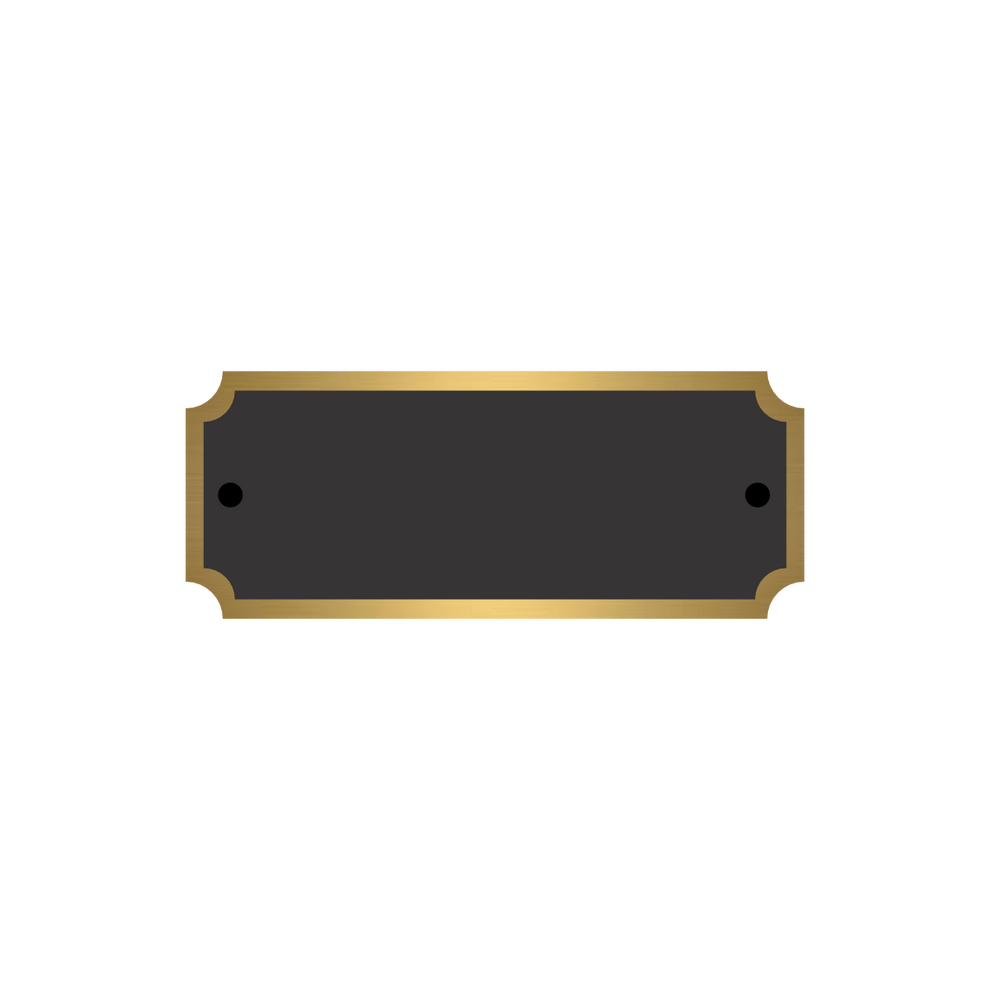 Black Brass Plate with Gold Border and Corner Notches – Awards & More