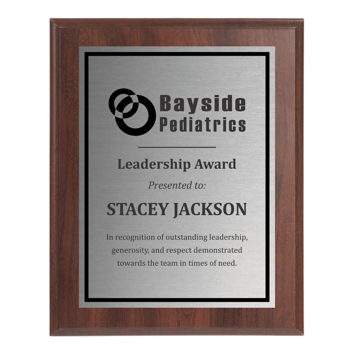 Classic Cherry Wooden Plaque - Silver Plate – Awards & More